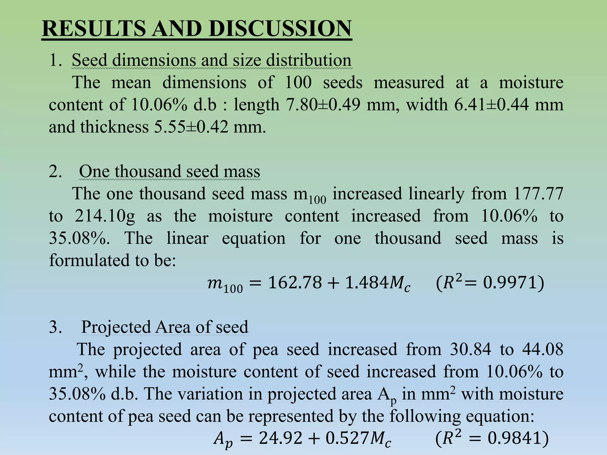 Physical properties of pea seed | PPT | Free Download