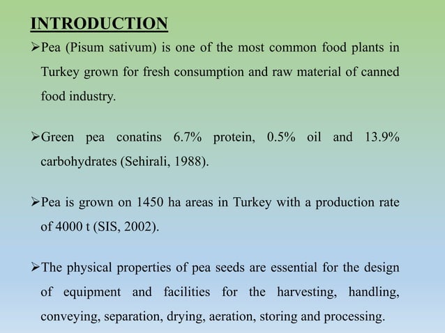 Physical properties of pea seed | PPT | Free Download