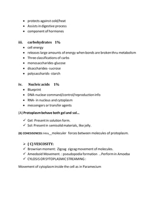 Physical properties of protoplasm | DOCX