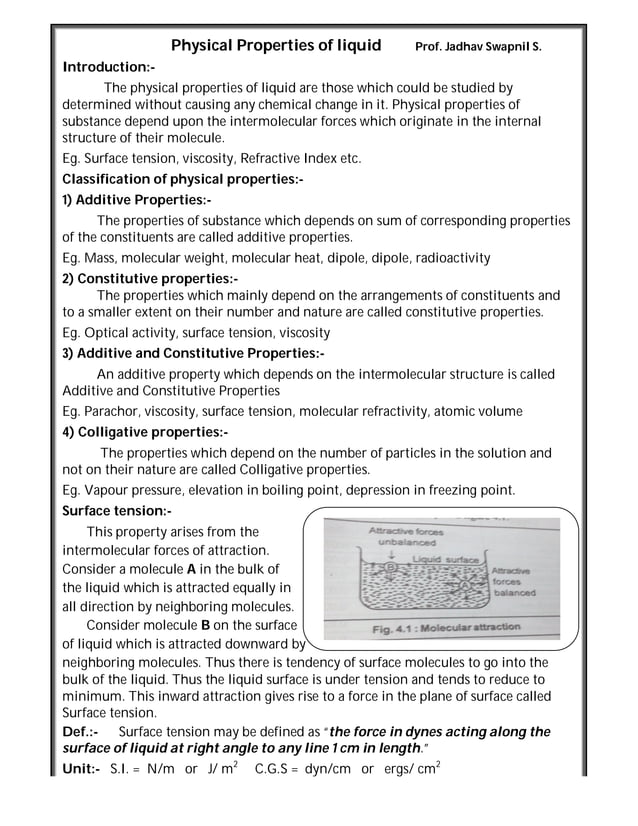 Physical properties of liquid | PDF | Chemistry | Science