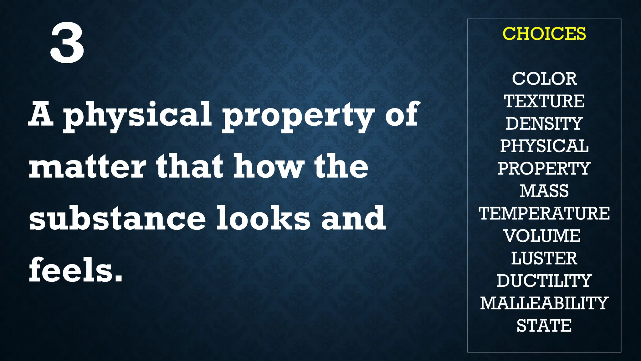 PHYSICAL PROPERTY OF MATTER QUIZ grade 8 DepEd | PPTX
