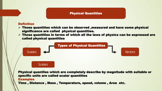 Physical quantities and vector representation | PPTX | Physics | Science