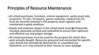 Physical resources management in schools | PPTX