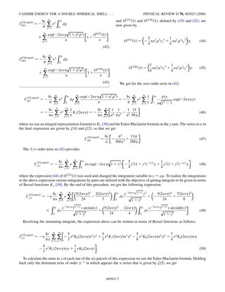 Casimir energy for a double spherical shell: A global mode sum approach | PDF | Physics | Science