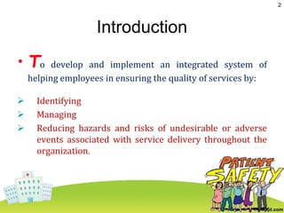 Patient safety and Risk Management in hospitals | PPTX