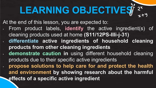 Physical Science - Active Ingredients of Household Cleaning Products.pptx
