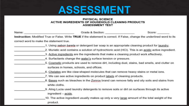 Physical Science - Active Ingredients of Household Cleaning Products.pptx