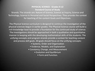 Physical science grades 9-12 scos | PPTX | Physics | Science