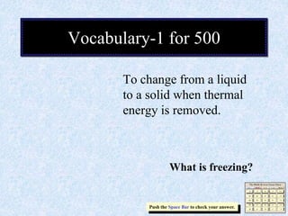 Physical science Game jeopardy | PPTX