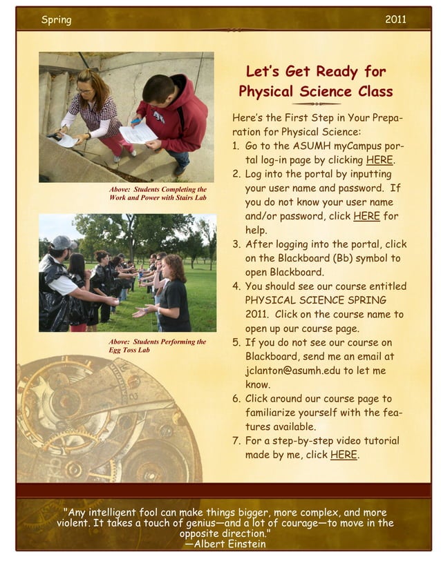 Physical Science Welcome Letter | PDF