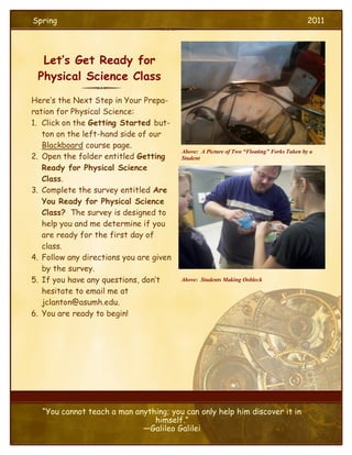 Physical Science Welcome Letter | PDF | Physics | Science