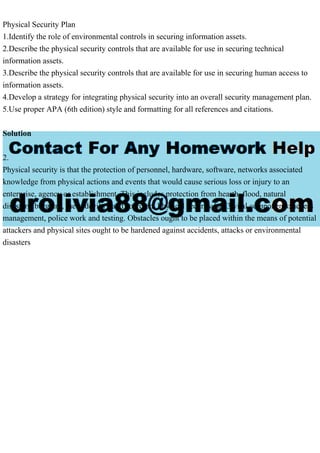 Physical Security Plan1.Identify the role of environmental control.pdf