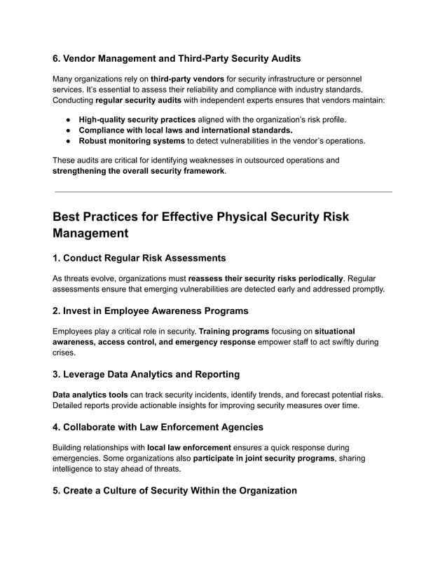 Physical security risk management.Physical security risk management | PDF