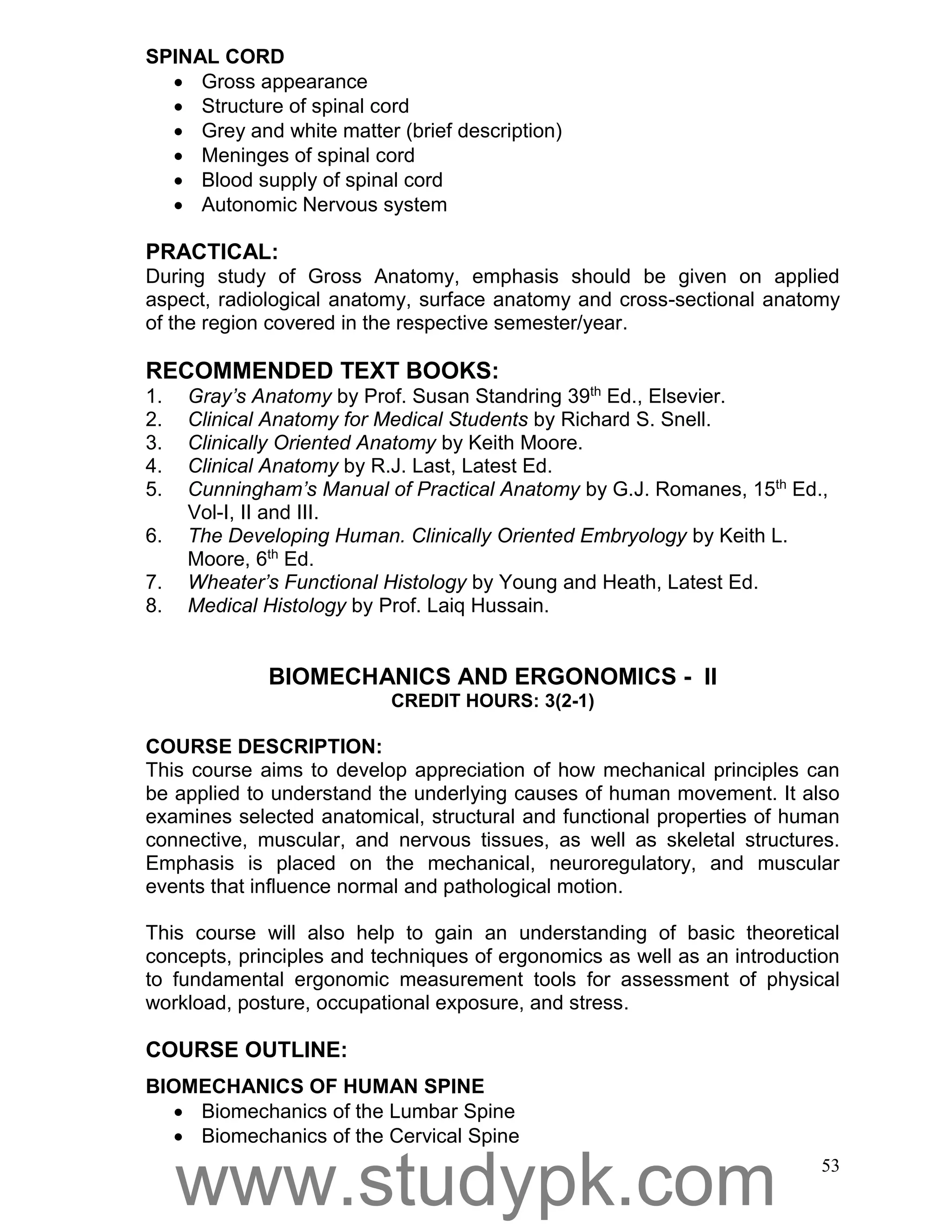 HEC Curriculum of Doctor of Physical Therapy (DPT) | PDF