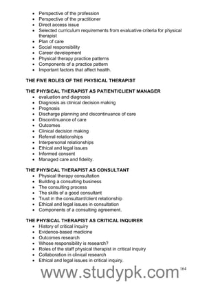 HEC Curriculum of Doctor of Physical Therapy (DPT) | PDF