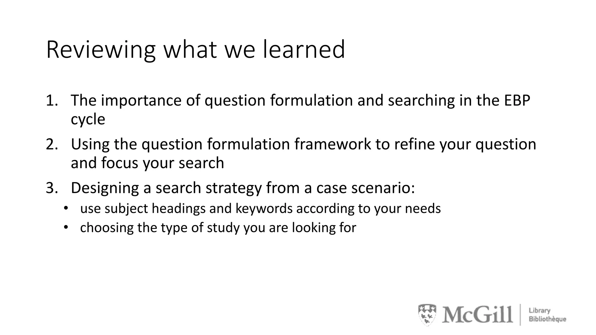 Searching with PICO and Alternative question formulation framework ...