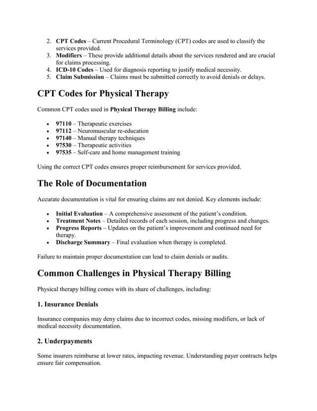 Physical Therapy Billing: A Complete Guide | PDF