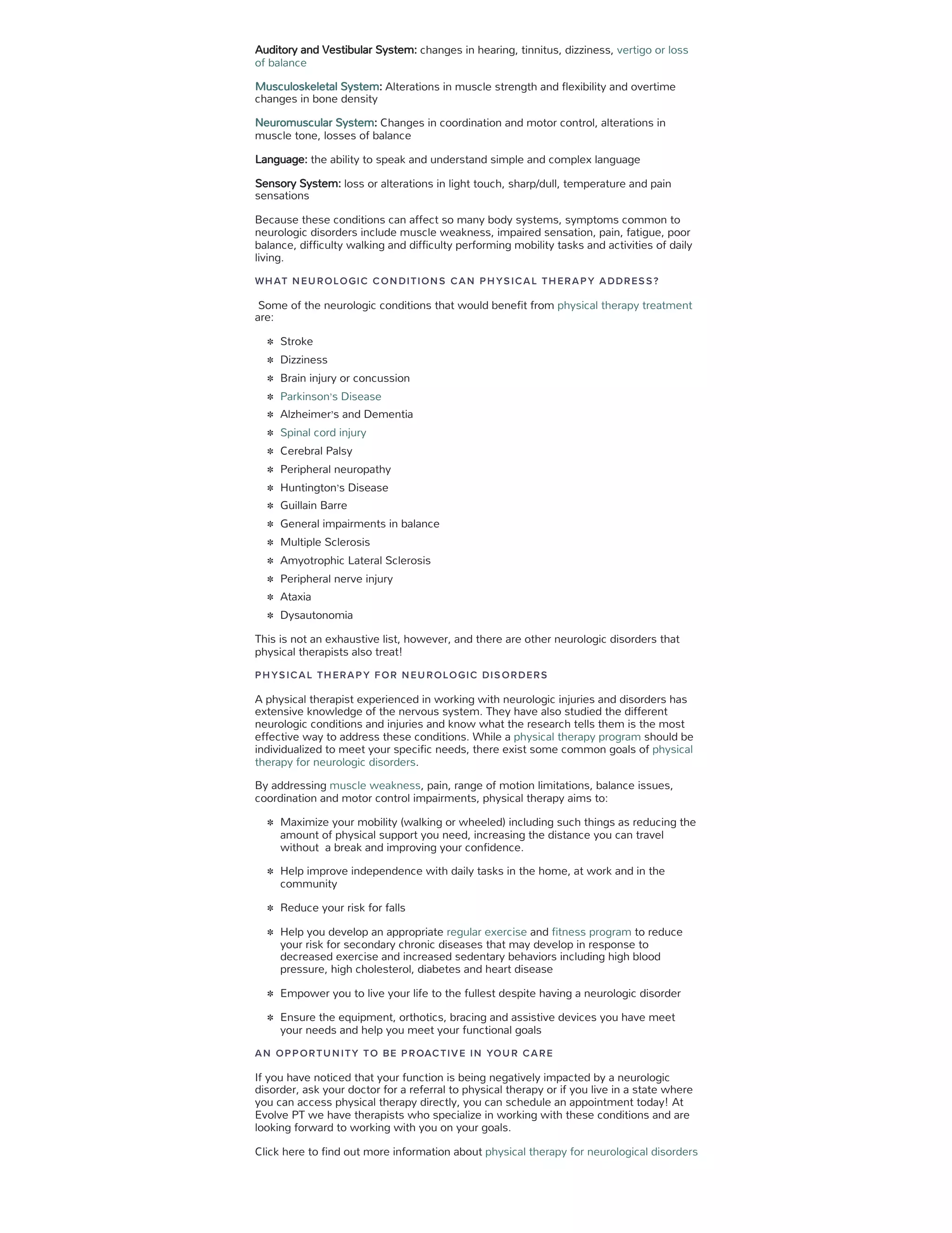 PHYSICAL THERAPY FOR NEUROLOGICAL DISORDERS | PDF