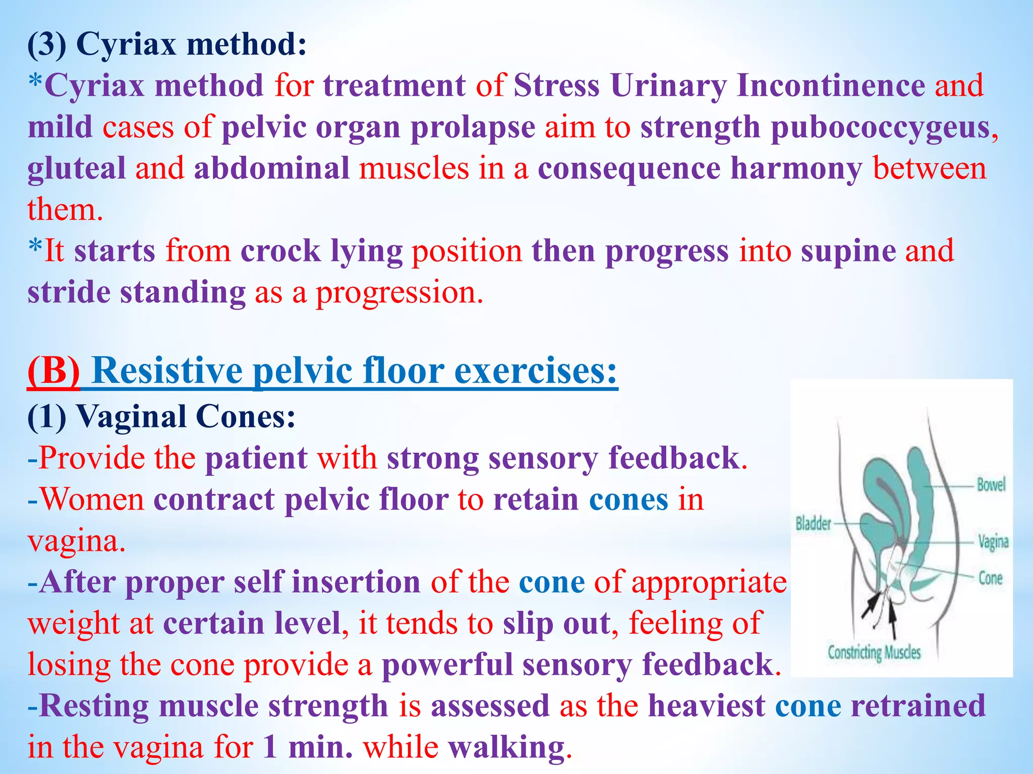 Physical therapy for specific female pelvic floor related dysfunction ...
