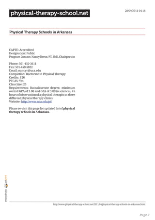 Physical therapy schools in arkansas | PDF