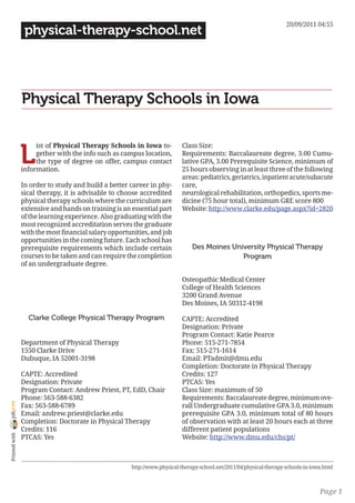 Physical therapy schools in iowa | PDF