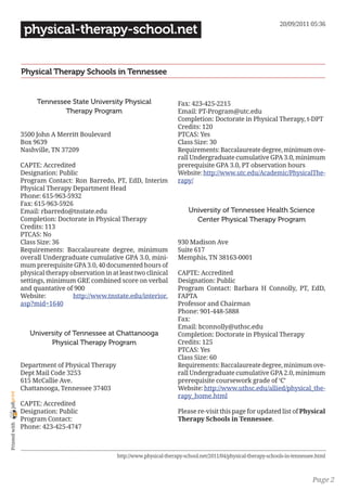 Physical therapy schools in tennessee | PDF