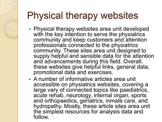 Physical therapy websites | PPTX | Physical Therapy | Wellness