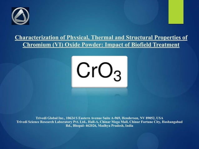 Physical, Thermal and Structural Properties of Chromium (vi) Oxide ...