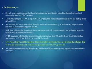 Physical, Thermal and Structural Properties of Chromium (vi) Oxide ...