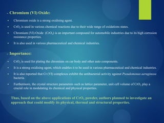 Physical, Thermal and Structural Properties of Chromium (vi) Oxide ...