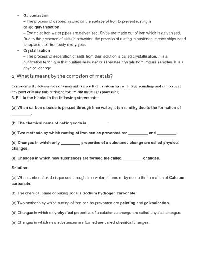 Physical vs Chemical Changes class 7 notes | PDF | Free Download