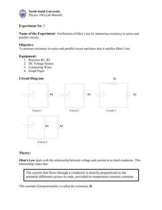 Physices lab ohm's law | PDF