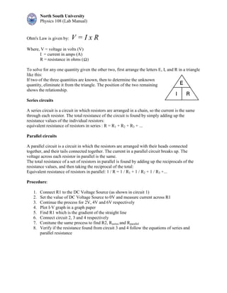 Physices lab ohm's law | PDF