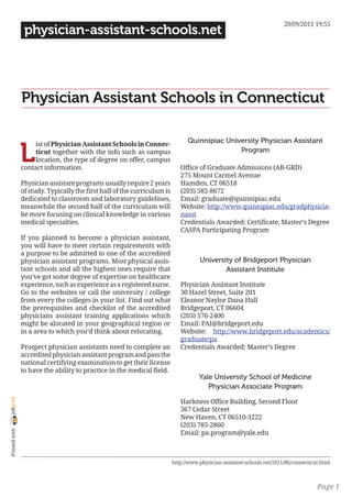 Physician assistant schools in connecticut | PDF