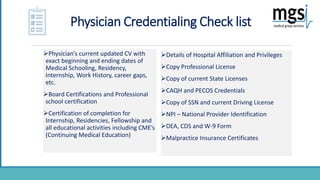 Physician provider credentialing what is it and why is it important | PPTX