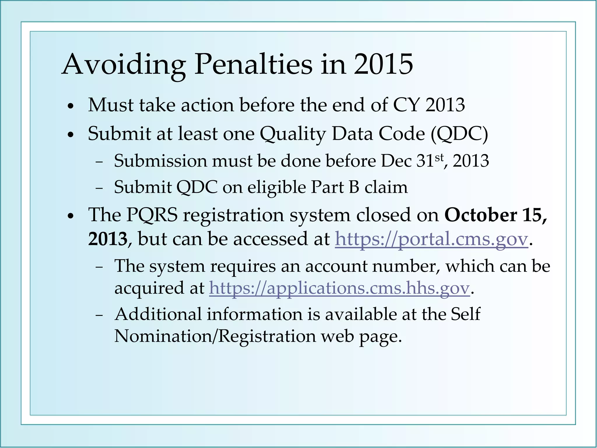 Physician quality reporting system (pqrs) | PPTX