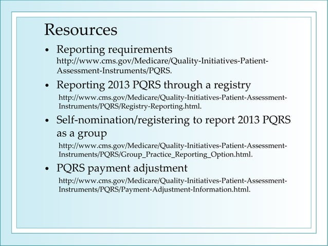 Physician quality reporting system (pqrs) | PPTX