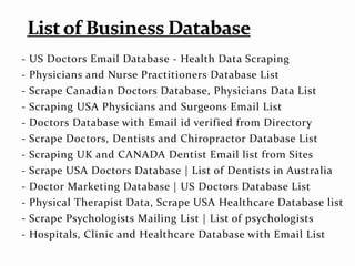 Physicians and Nurse Practitioners Database List | PPTX