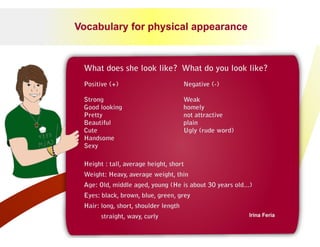 Physical and personality descriptions | PDF