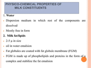 Physico chemical properties of milk | PPTX