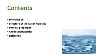 Chemical And Physical Properties Of Water