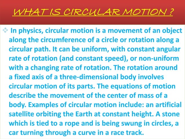 Physics-CIRCULAR MOTION | PPTX