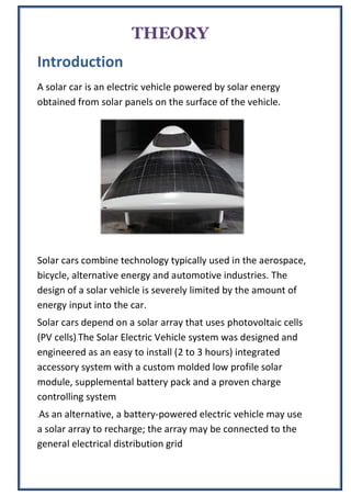 Class 12 Physics Investigatory Project - Solar Car | PDF