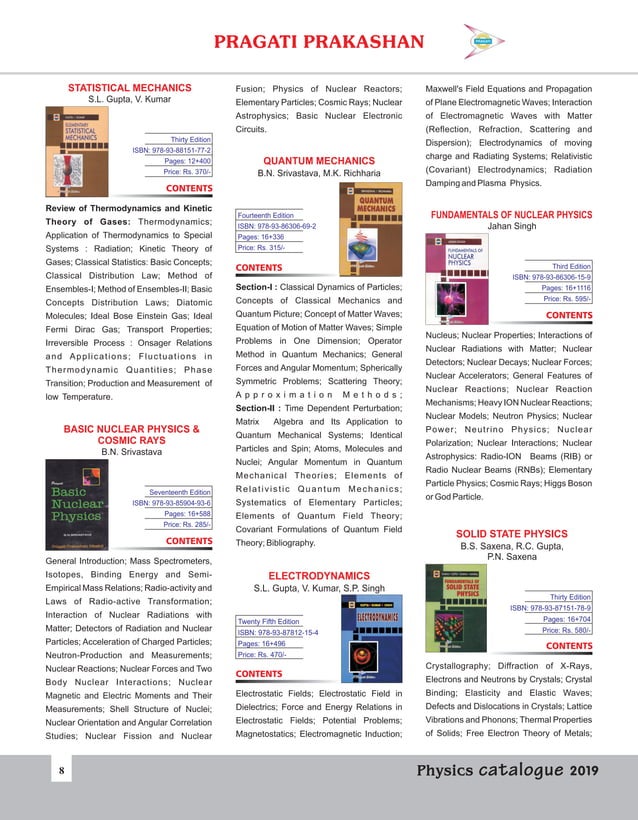 Pragati Prakashan Updated Physics Book Catalogue | PDF | Physics | Science