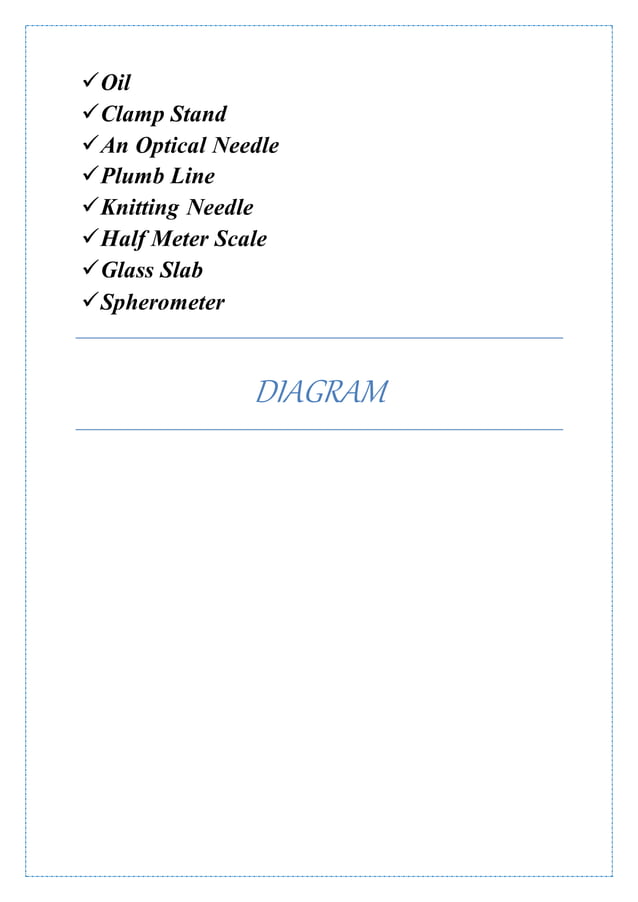 To find the refractive indexes of (a) water,(b) oil using a plane ...
