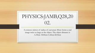 JAMB Physics, Question 28, 2002 | PPTX