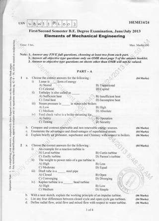 1st semester Physics stream (2013-June) Question Papers | PDF