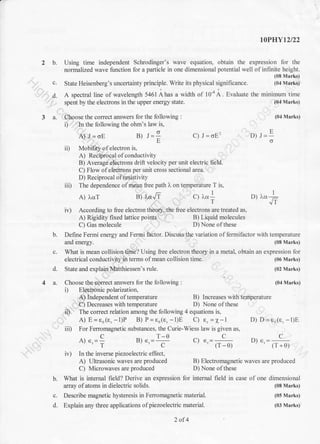 1st semester Physics stream (2013-June) Question Papers | PDF