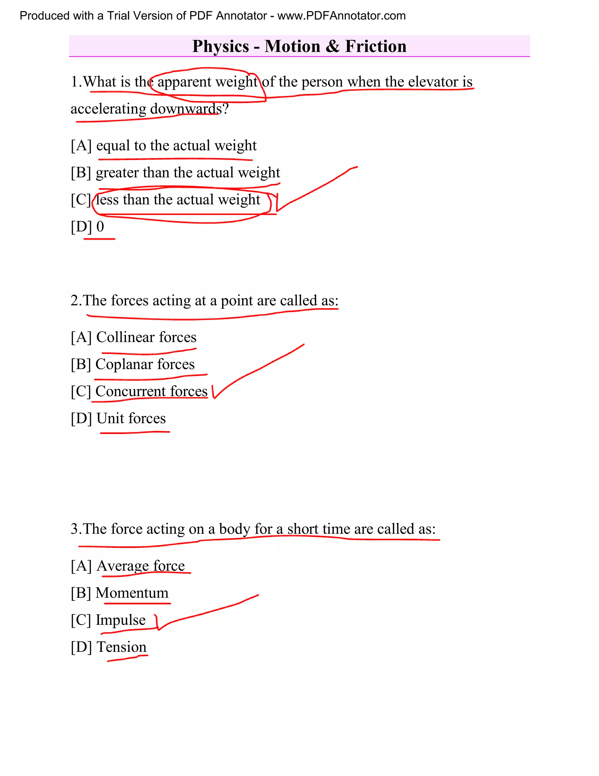 Physics :motion & friction solutions | PDF