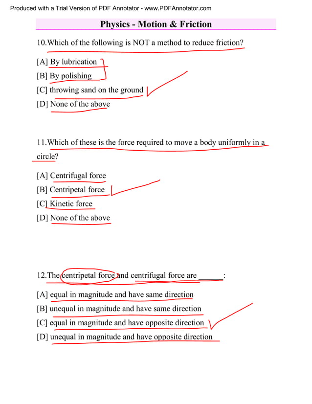 Physics :motion & friction solutions | PDF